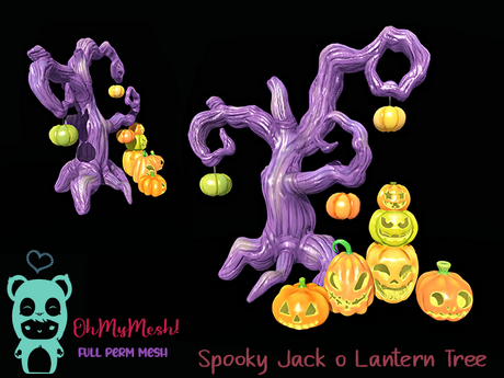 Second Life Marketplace - OhMyMesh! Spooky Jack o Lantern Tree - Full Perm Mesh
